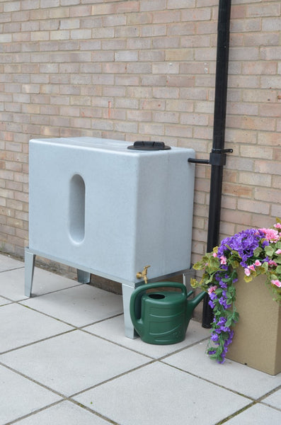 350 Litre Square Water Butt V1 - White Marble - Double Outlet – Ecosure