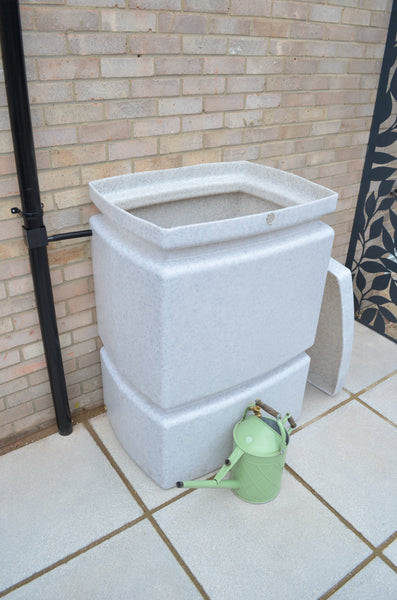 525 Litre Pillar Water Butt in White Marble – Ecosure