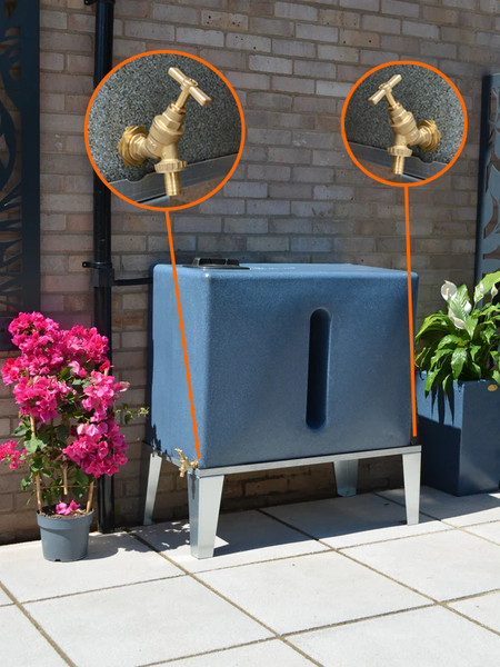 350 Litre Square Water Butt V1 - Blue Stone - Double Outlet – Ecosure