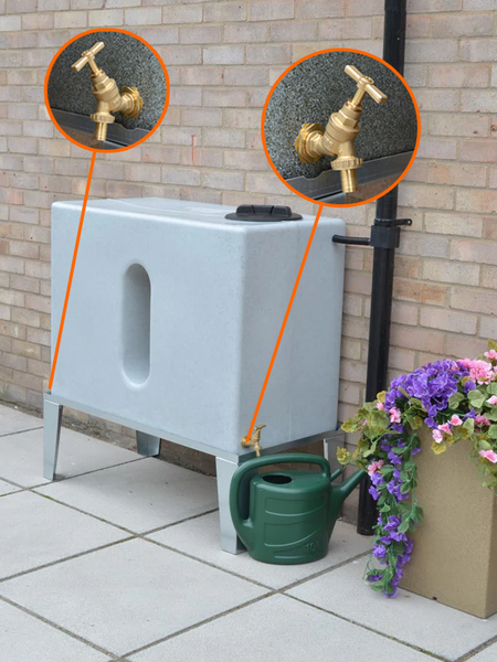 350 Litre Square Water Butt V1 - White Marble - Double Outlet – Ecosure