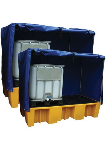 Twin Double IBC Bund Yellow c/w Frame and Cover – Ecosure